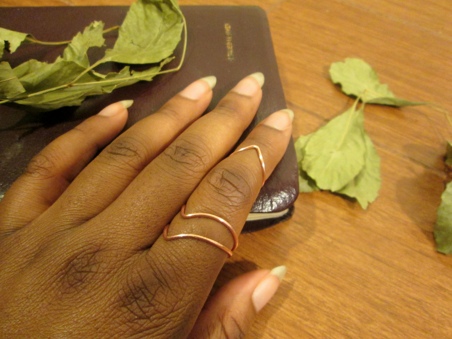 Chevron Upper Finger Ring Set- Point To Peace Chevron Ring Set/ Copper ...